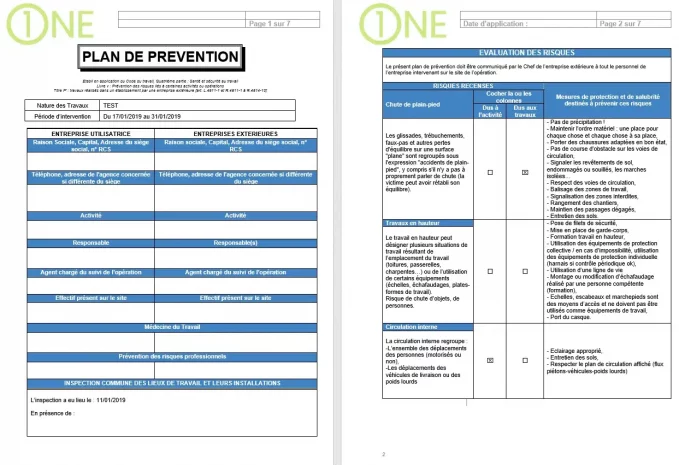Gestion des plans de prévention avec 1-One